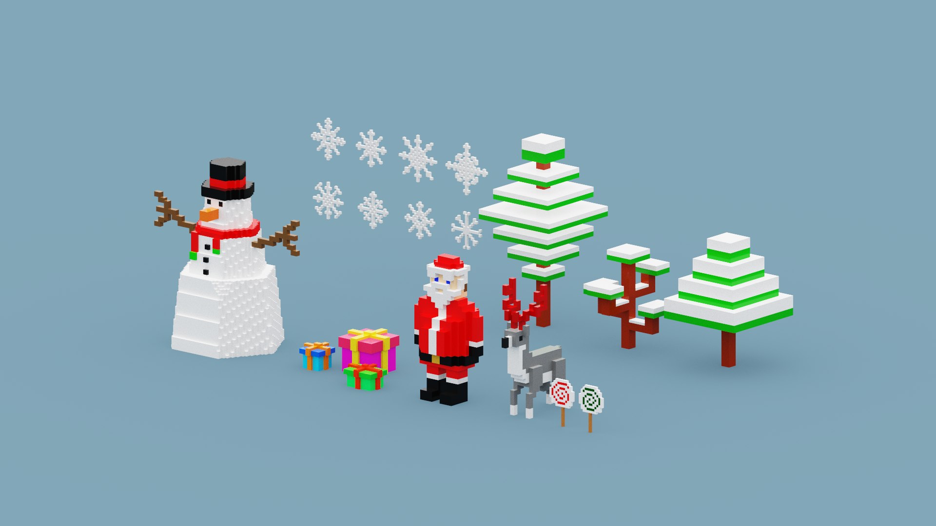Voxel Christmas Collection Low-poly 3D Model 3D Model - TurboSquid 1987524