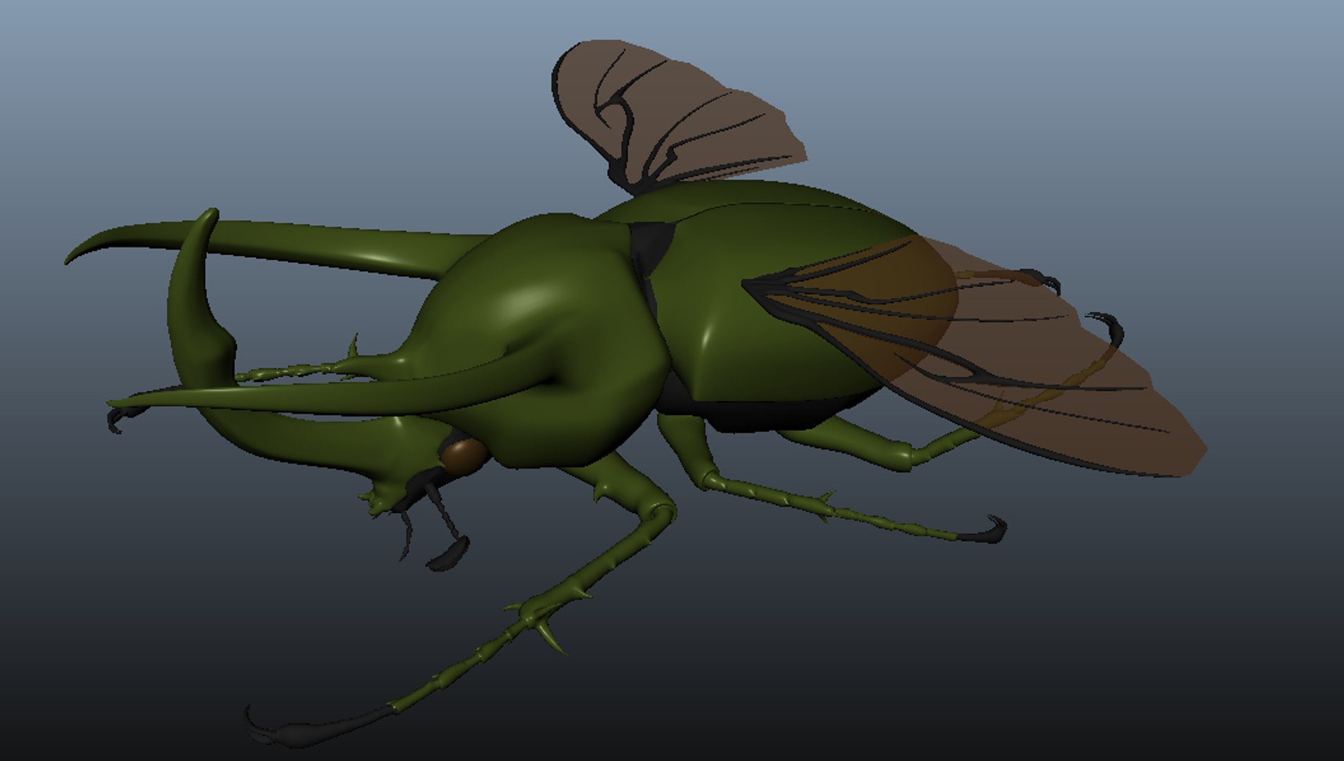 3d Atlas Beetle Rigged Wings Model