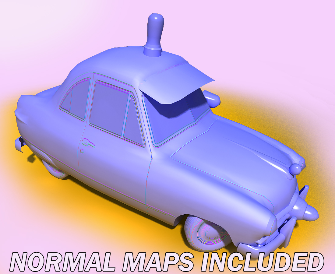 3D generic cartoon retro police car - TurboSquid 1355356