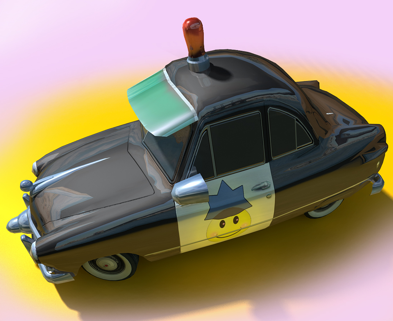 3D generic cartoon retro police car - TurboSquid 1355356