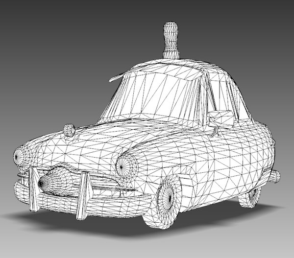 modelo 3d Coche de policía retro de dibujos animados - TurboSquid 1355356