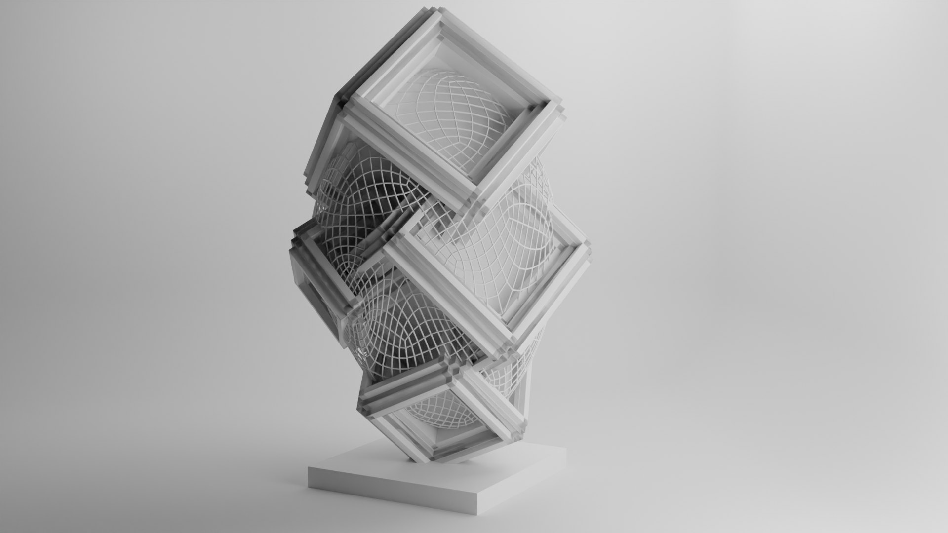 3D Cube Geometry Sculpture - TurboSquid 1966429