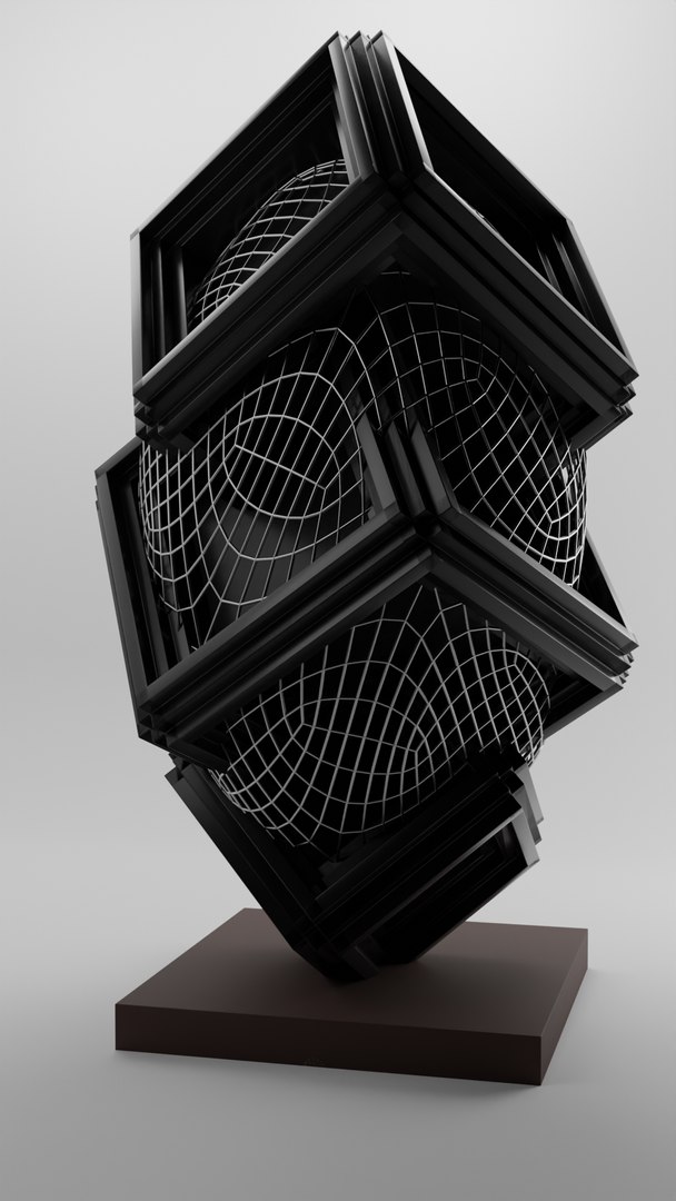 3D Cube Geometry Sculpture - TurboSquid 1966429