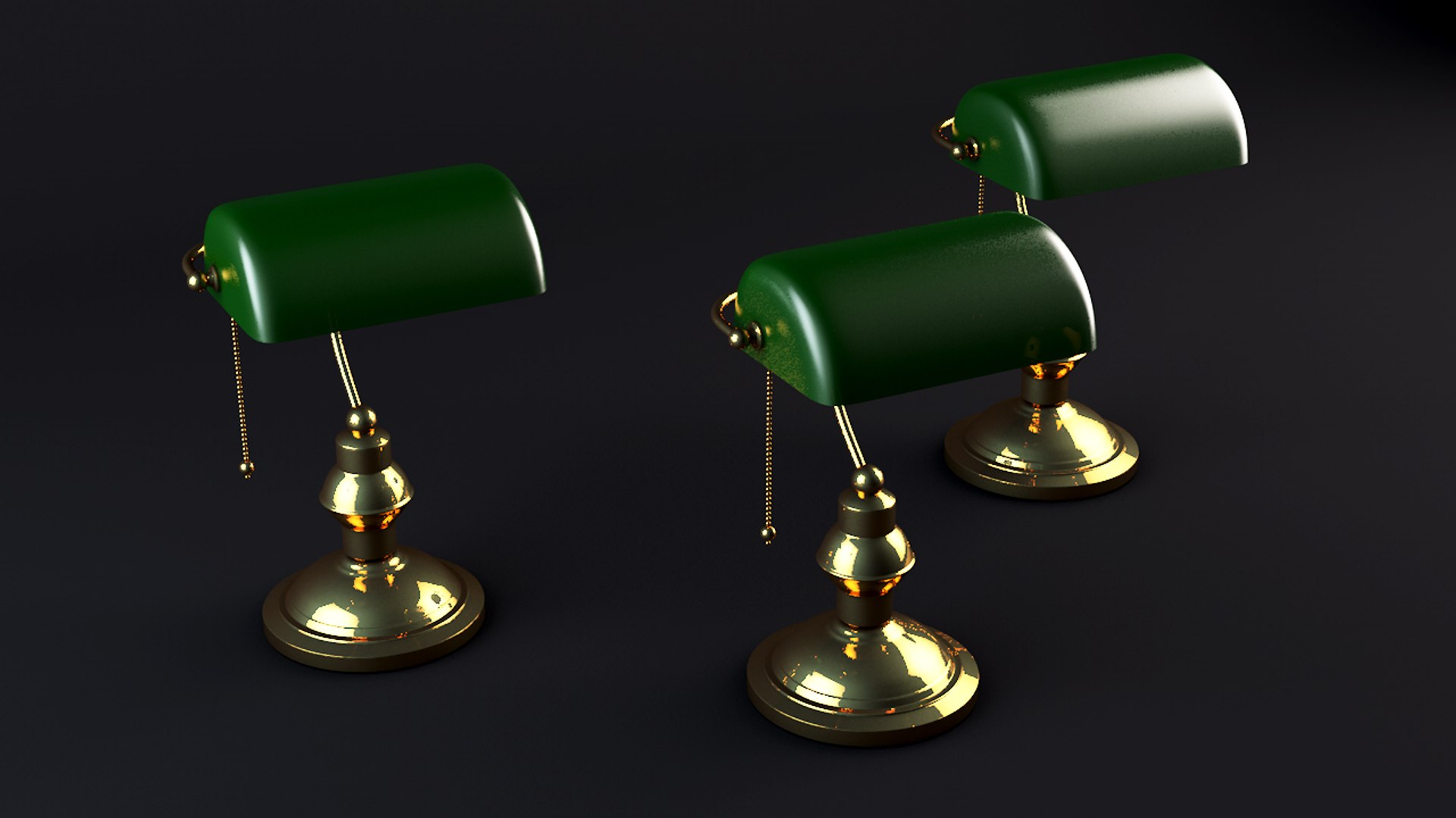 3d banker desk lamp model