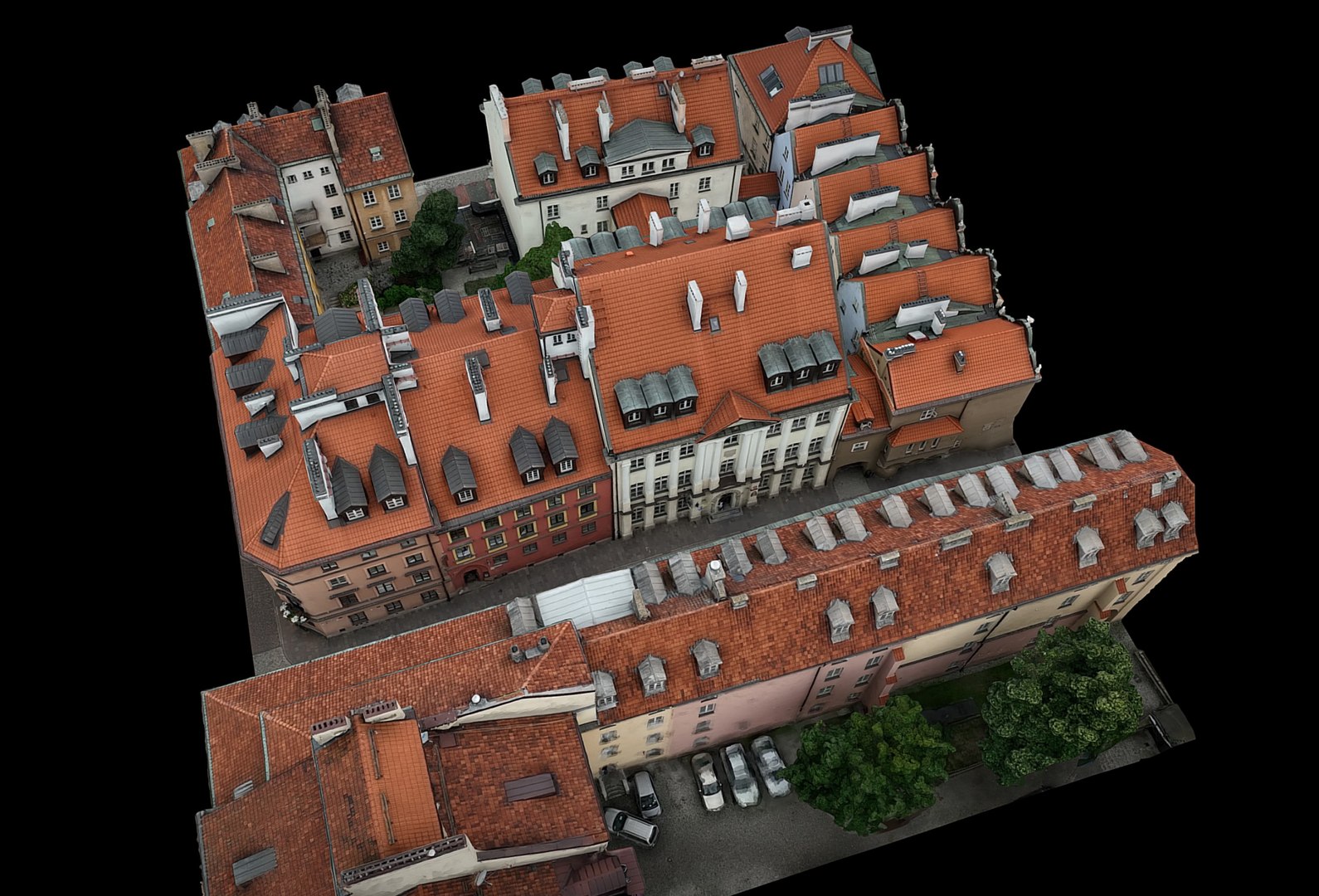 Old Town Classic Buildings Drone Air Photogrammetry 3D Model ...