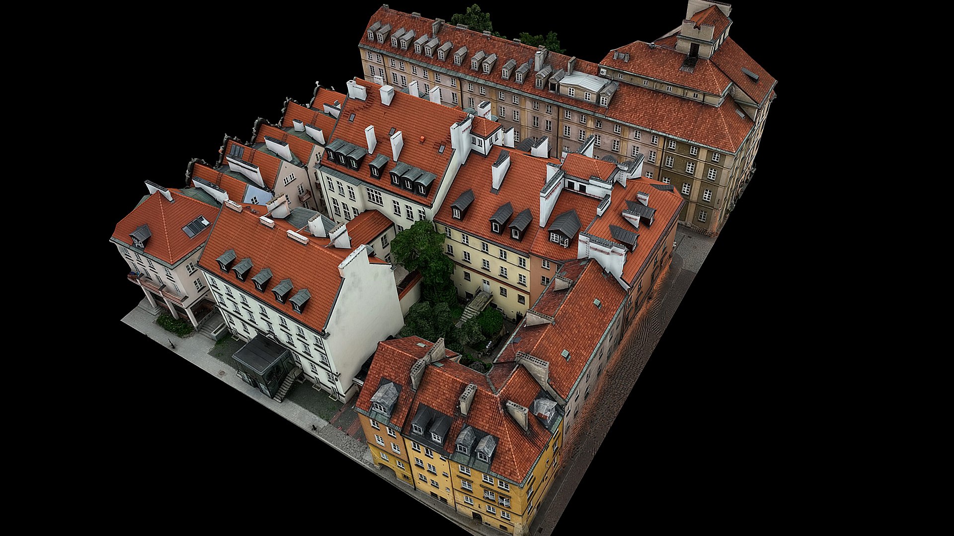 Old Town Classic Buildings Drone Air Photogrammetry 3D Model ...