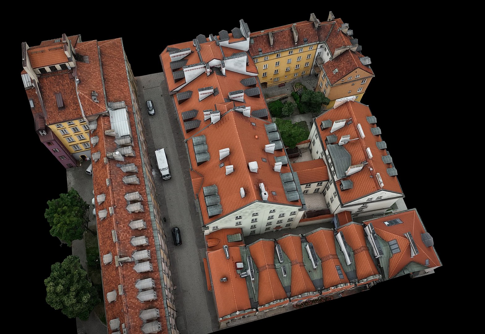 Old Town Classic Buildings Drone Air Photogrammetry 3D Model ...
