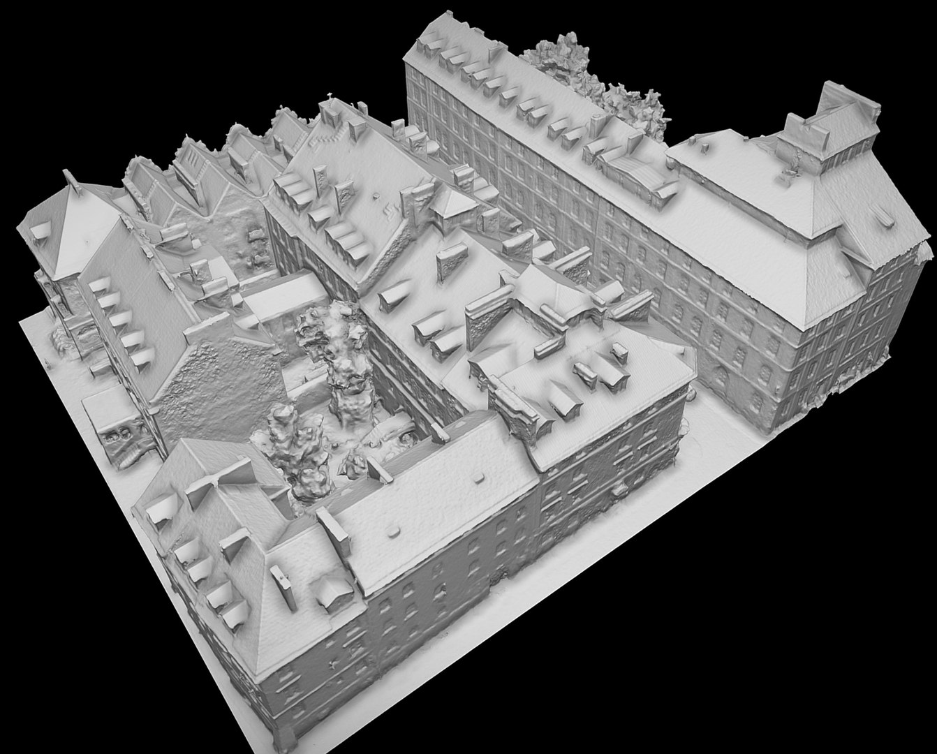 Old Town Classic Buildings Drone Air Photogrammetry 3d Model