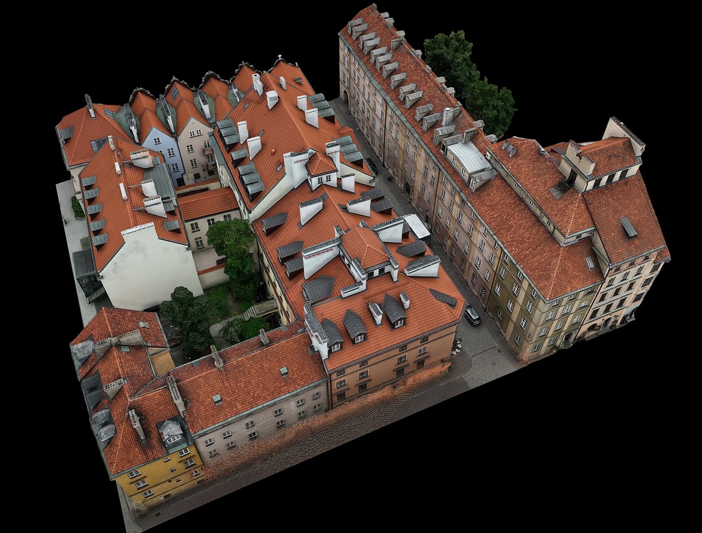 Old Town Classic Buildings Drone Air Photogrammetry 3D Model ...