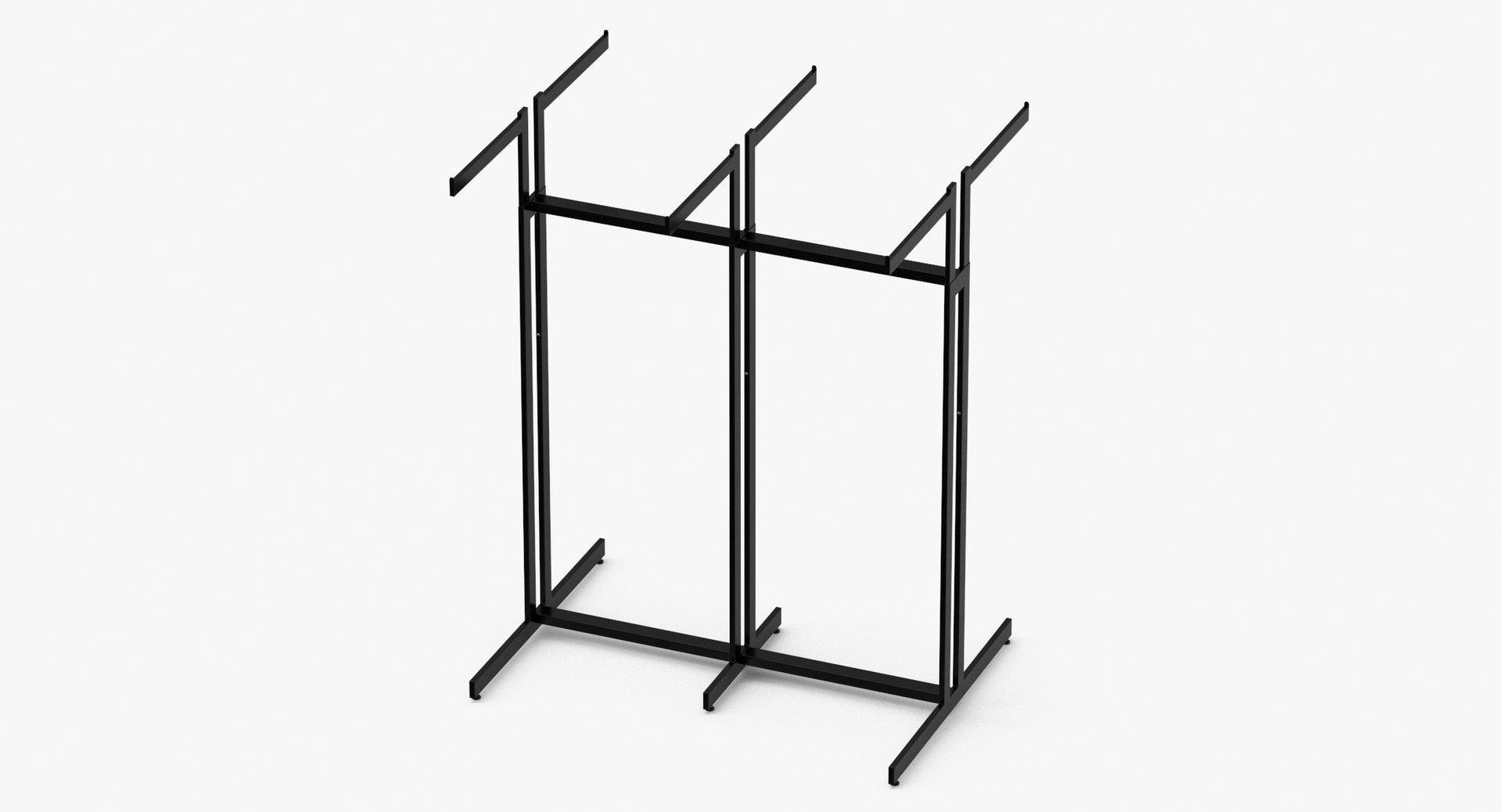 3D Clothing 6 Way Rack 01 Metal Black and White model - TurboSquid 1965906