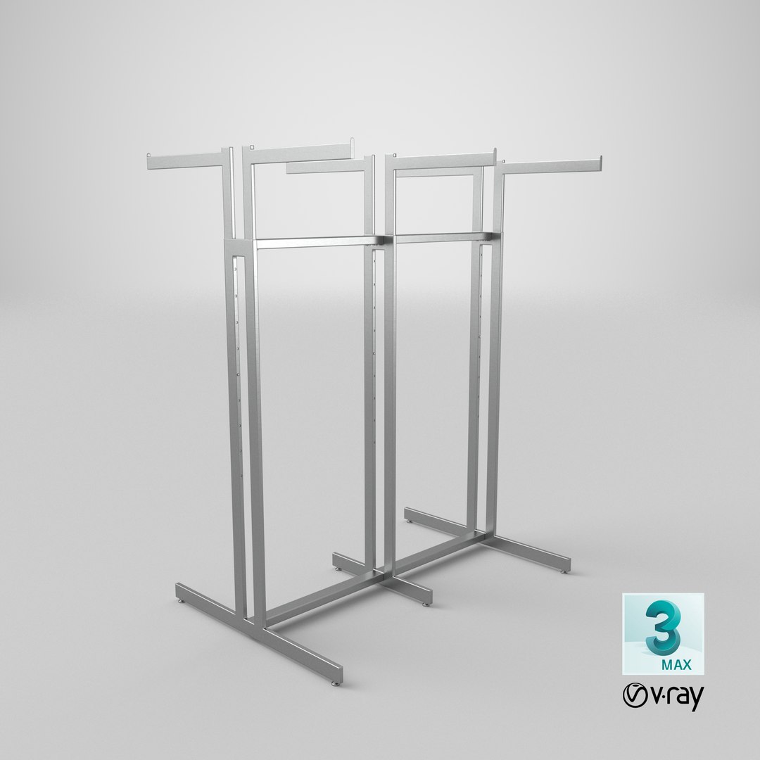 3D Clothing 6 Way Rack 01 Metal Black and White model - TurboSquid 1965906