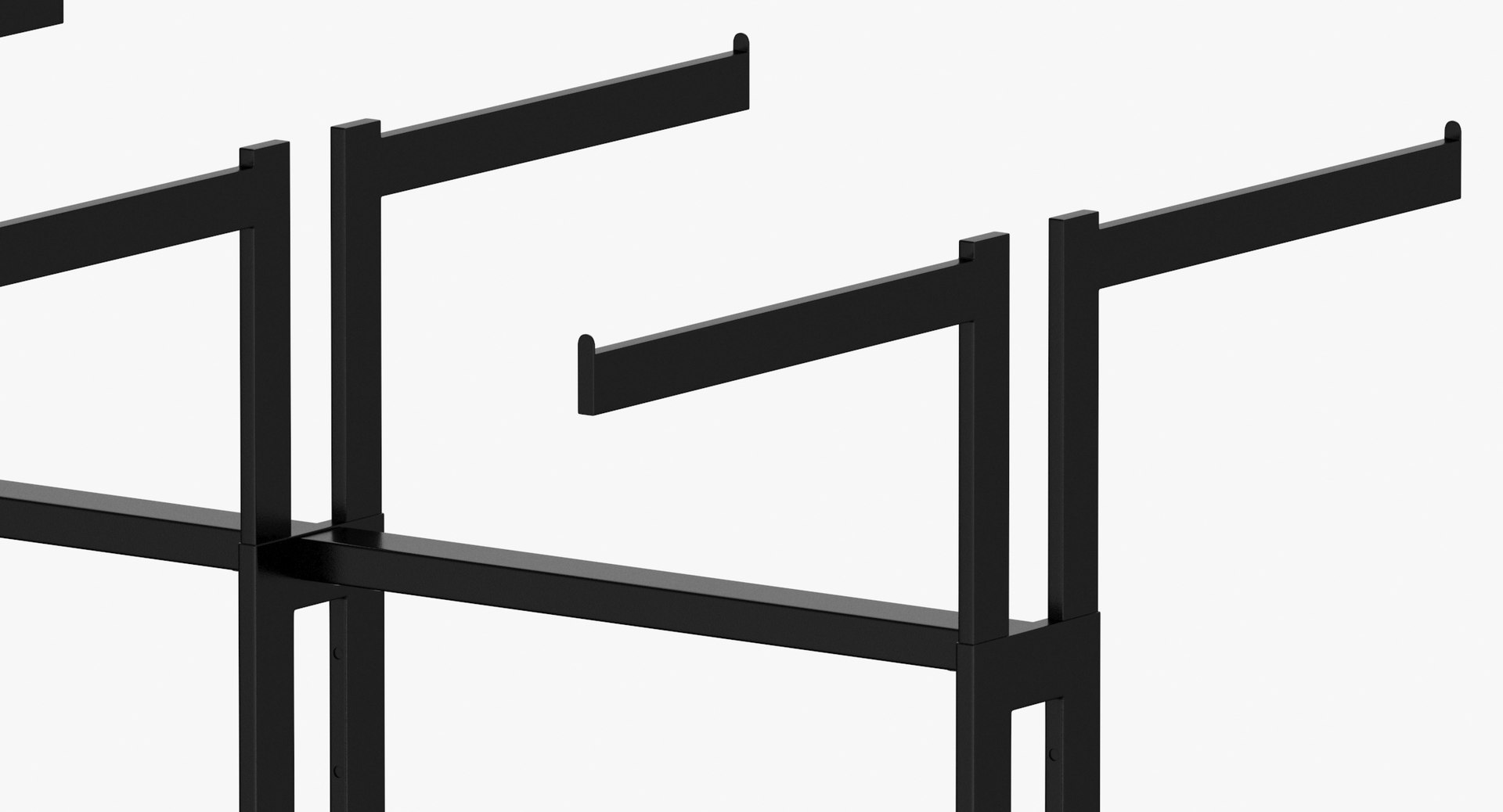 3D Clothing 6 Way Rack 01 Metal Black and White model - TurboSquid 1965906