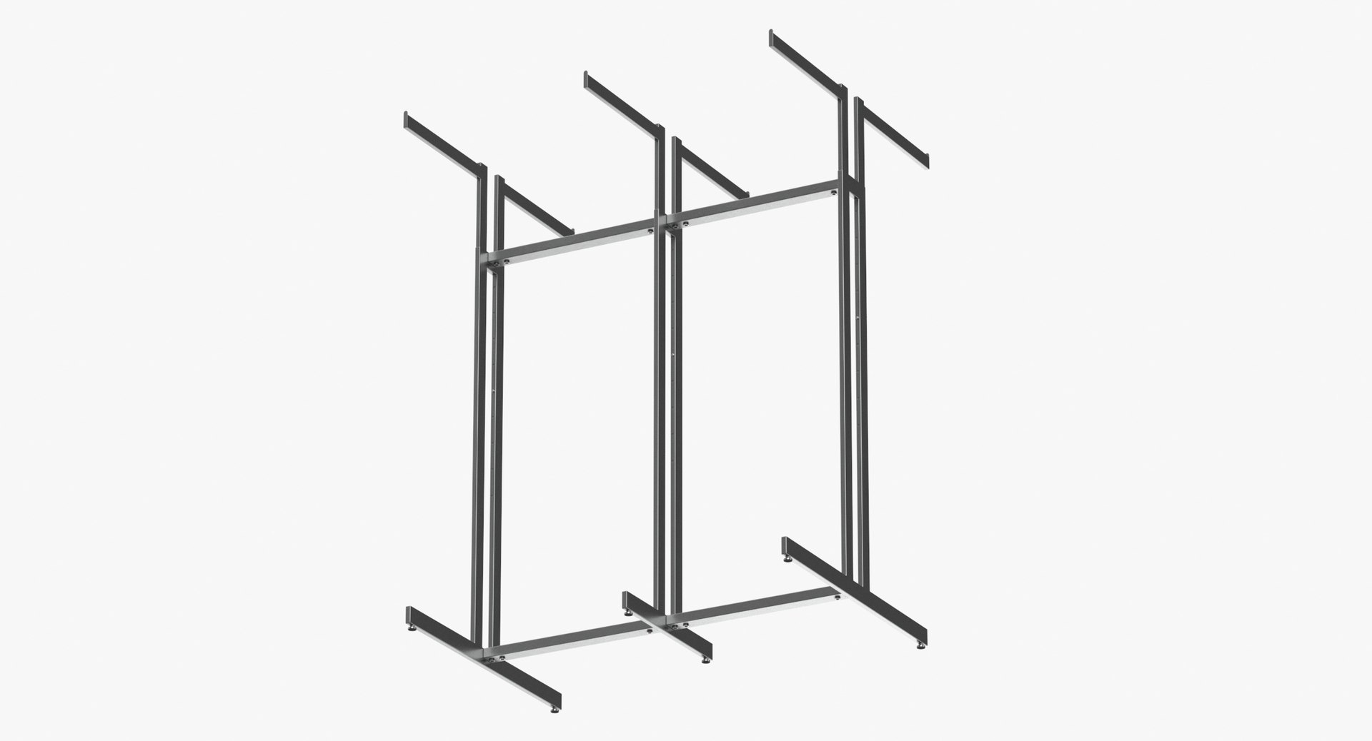 3D Clothing 6 Way Rack 01 Metal Black and White model - TurboSquid 1965906
