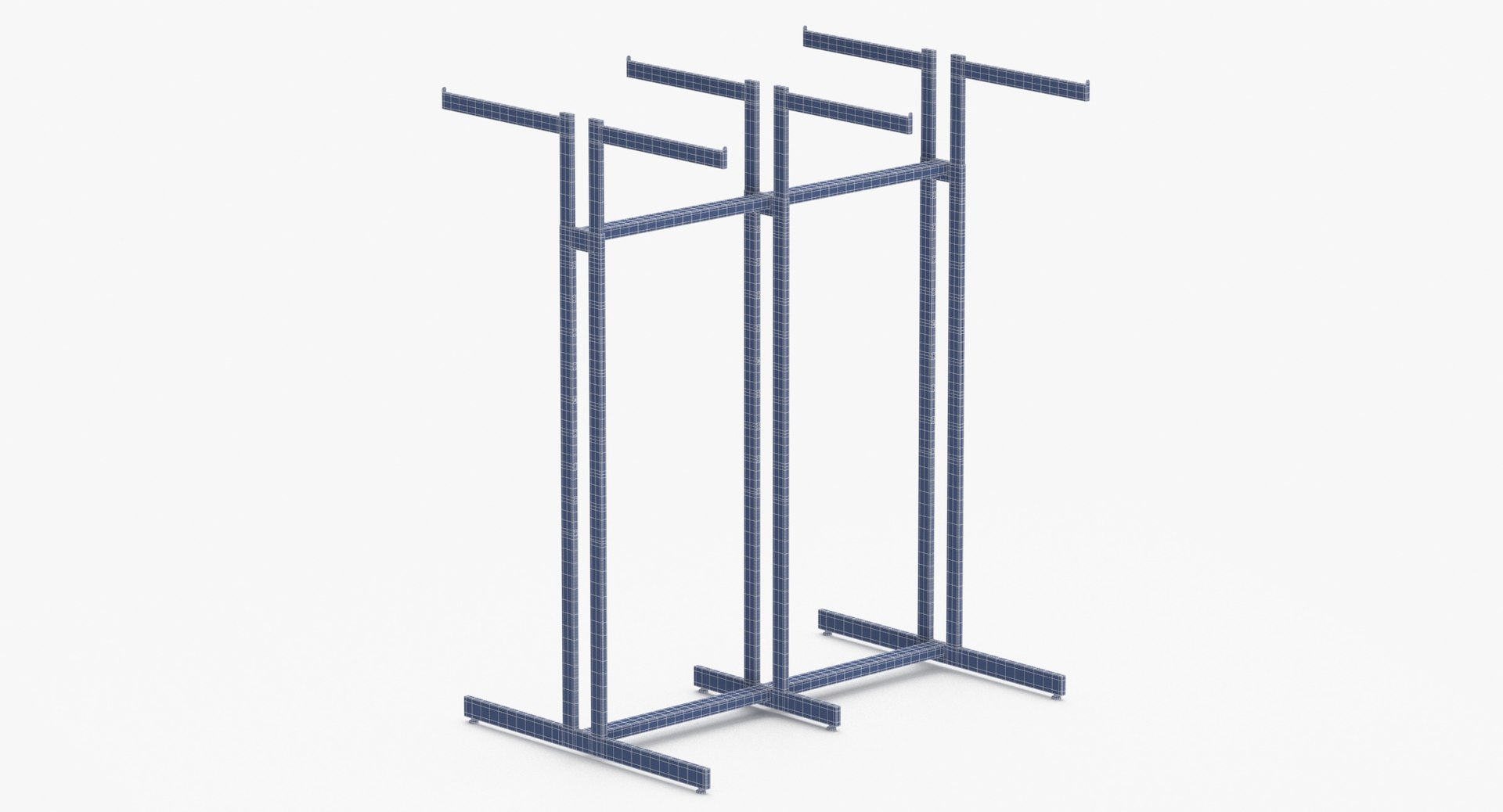 3D Clothing 6 Way Rack 01 Metal Black and White model - TurboSquid 1965906