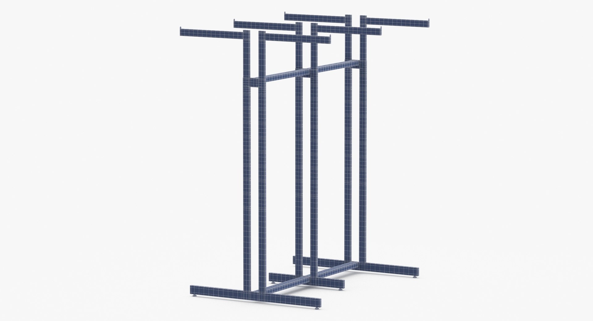 3D Clothing 6 Way Rack 01 Metal Black and White model - TurboSquid 1965906