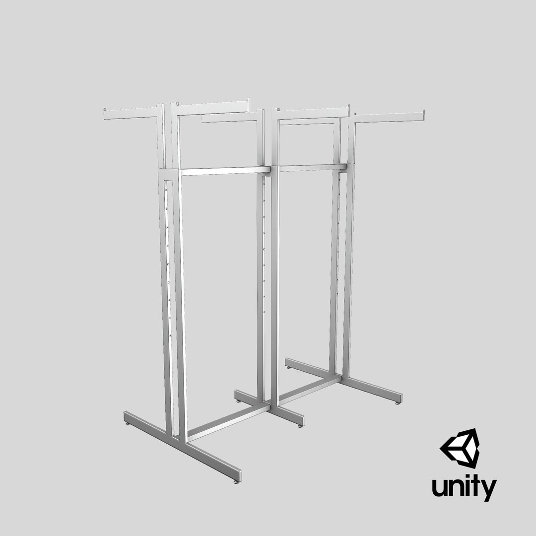 3D Clothing 6 Way Rack 01 Metal Black and White model - TurboSquid 1965906