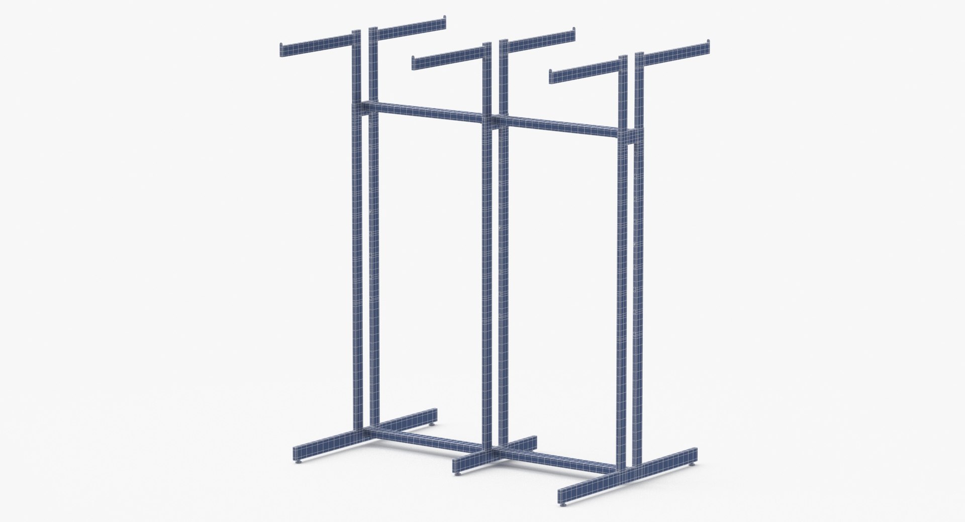 3D Clothing 6 Way Rack 01 Metal Black and White model - TurboSquid 1965906