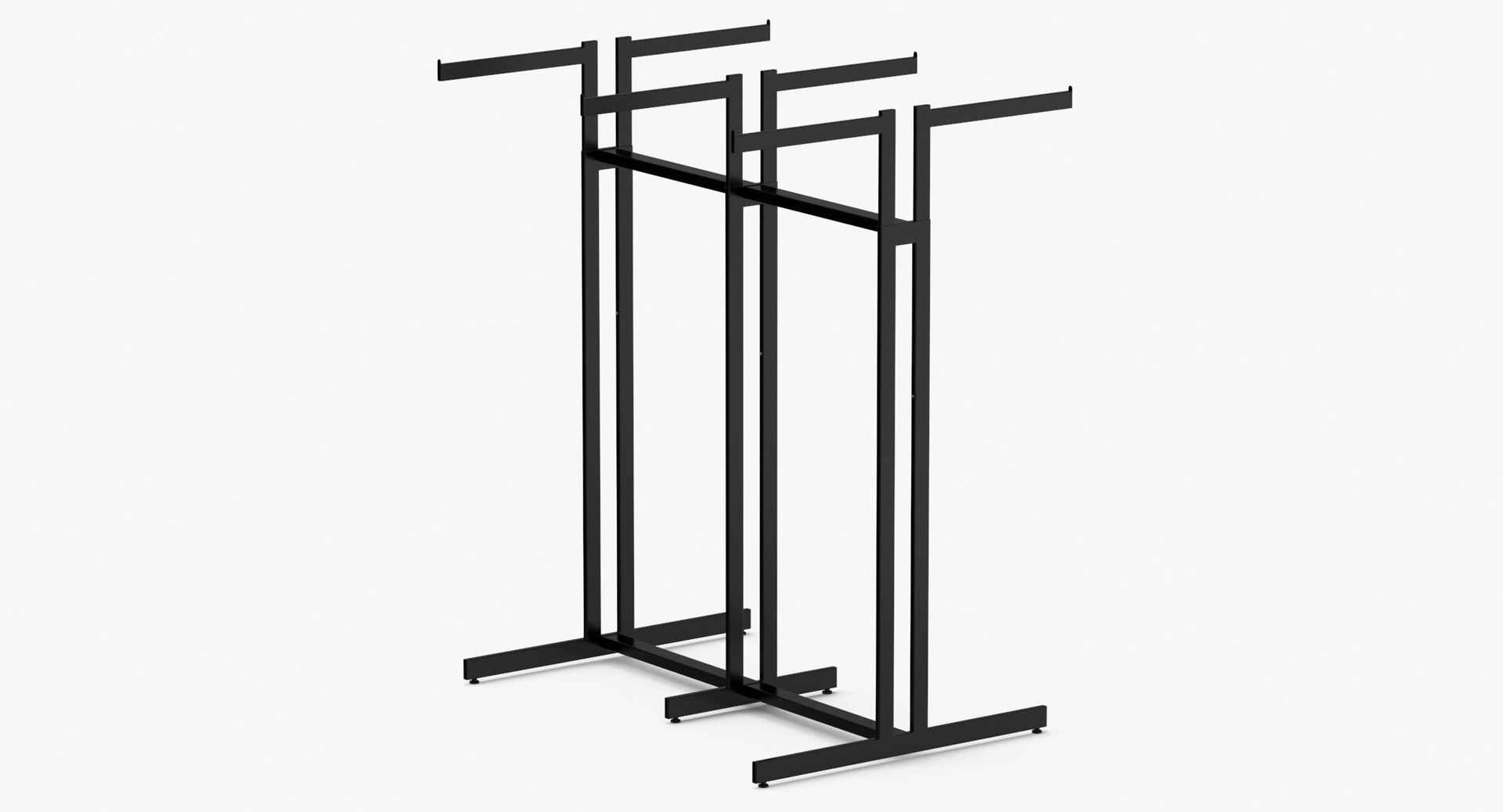 3D Clothing 6 Way Rack 01 Metal Black and White model - TurboSquid 1965906