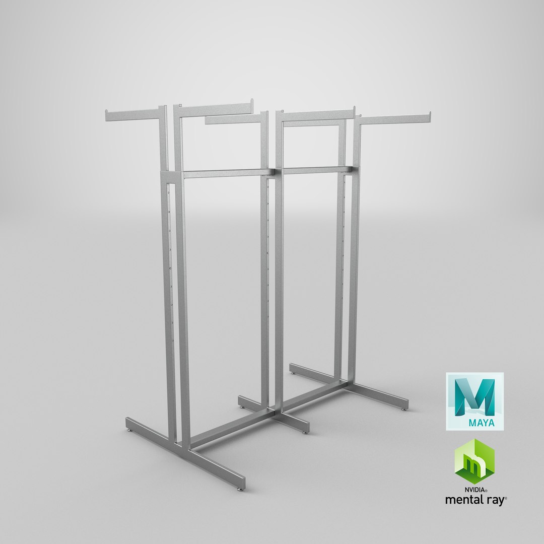 3D Clothing 6 Way Rack 01 Metal Black and White model - TurboSquid 1965906