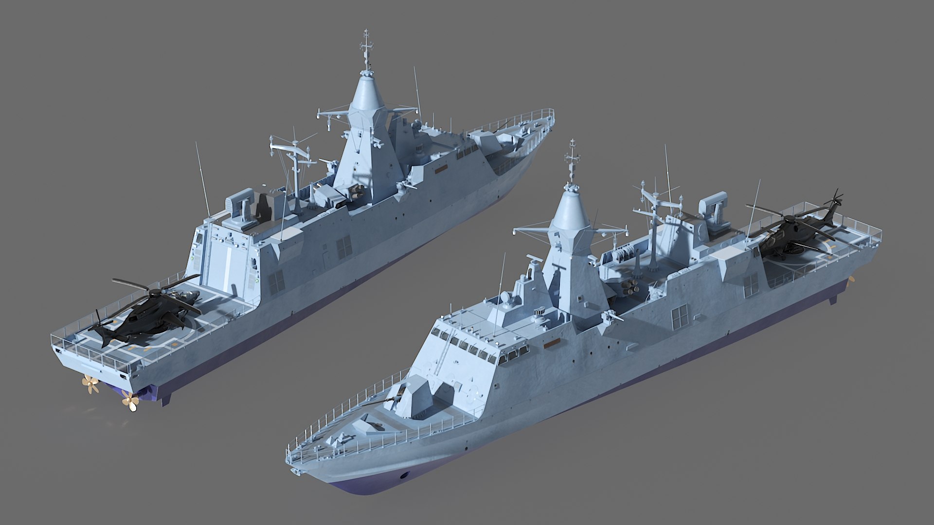 3D Corvette Class Ship With Attack Helicopter - TurboSquid 2328320