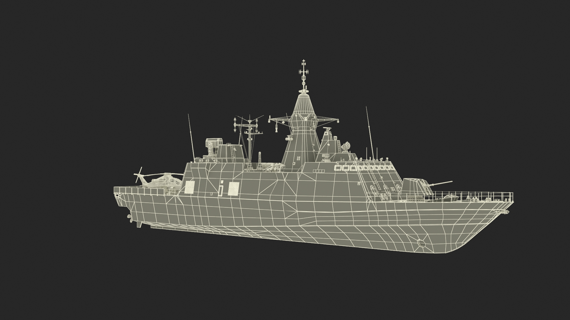 3D Corvette Class Ship With Attack Helicopter - TurboSquid 2328320