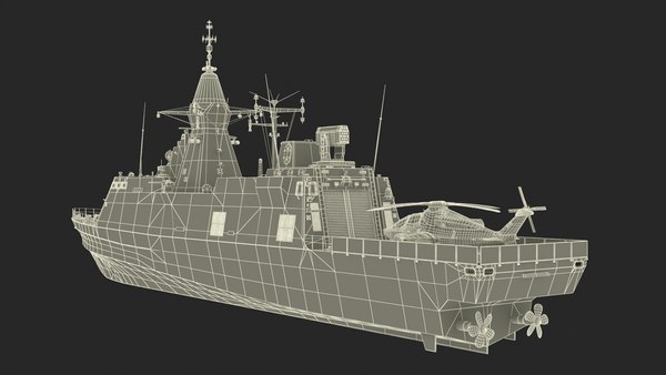 modelo 3d Buque de la clase Corvette con helicóptero de ataque ...