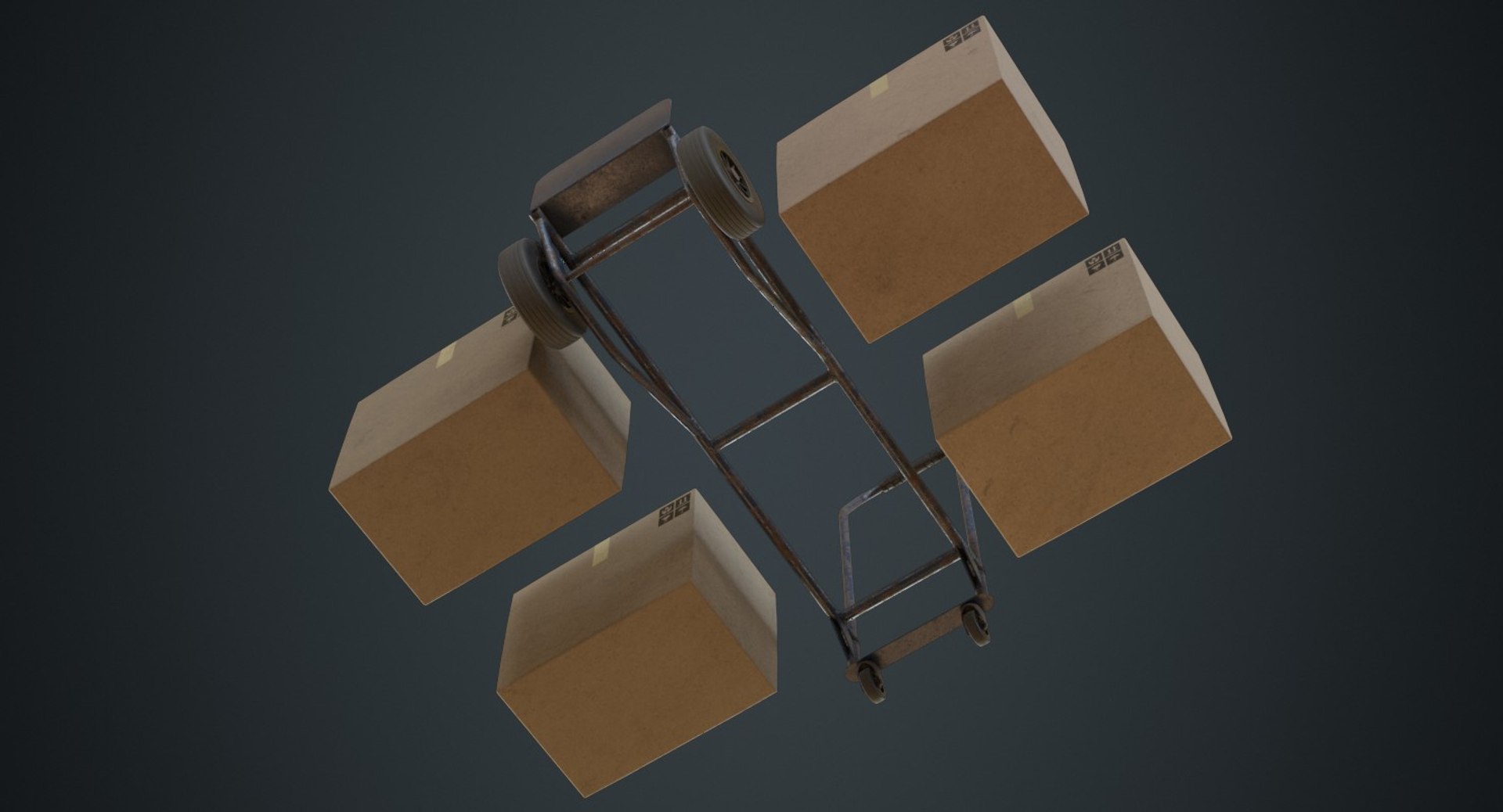 3D Hand Truck Boxes 2b Model - TurboSquid 1418494