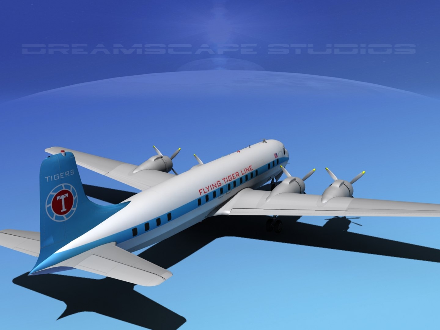 3d douglas dc-7c dc-7 flying model