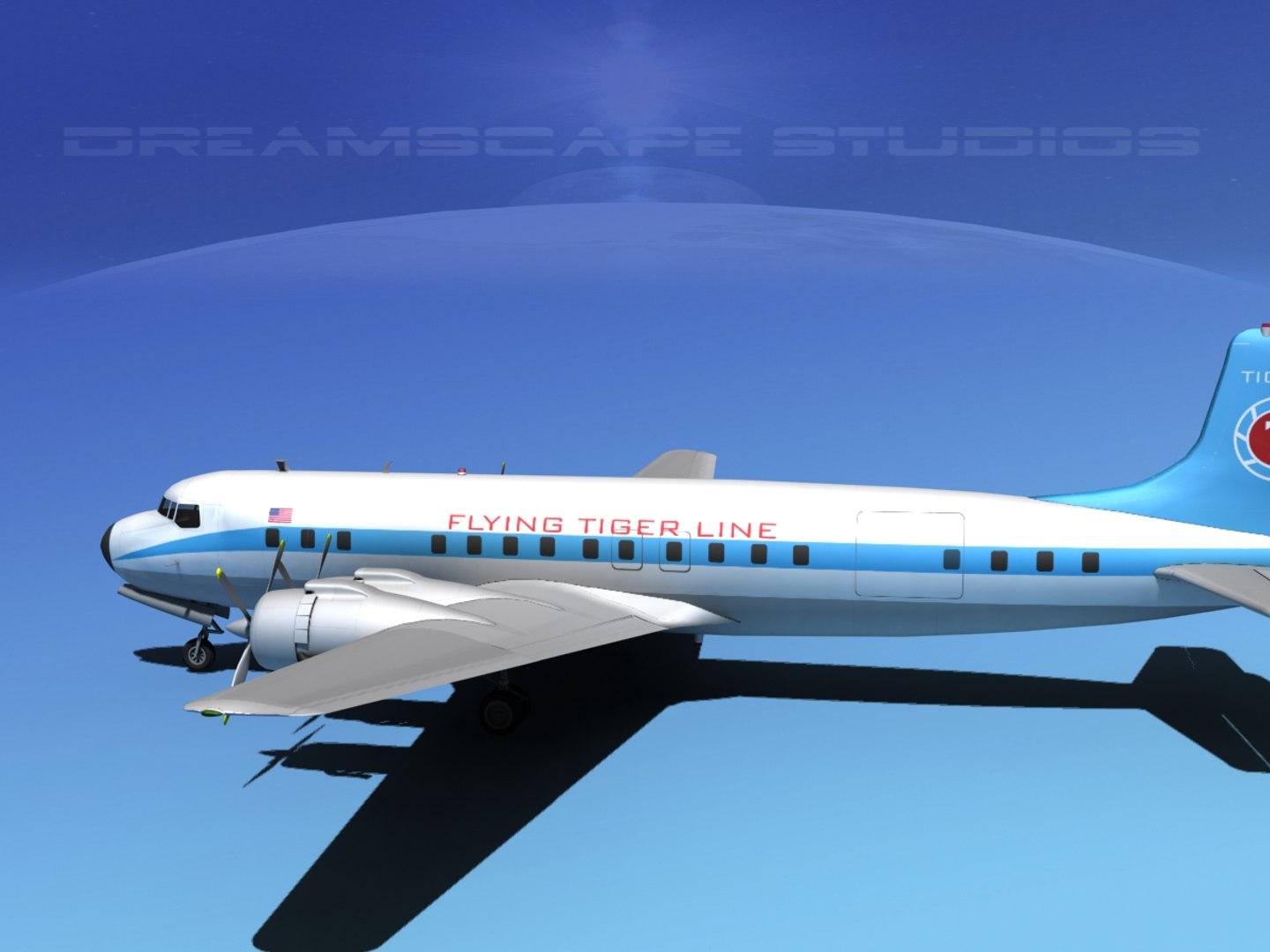 3d douglas dc-7c dc-7 flying model