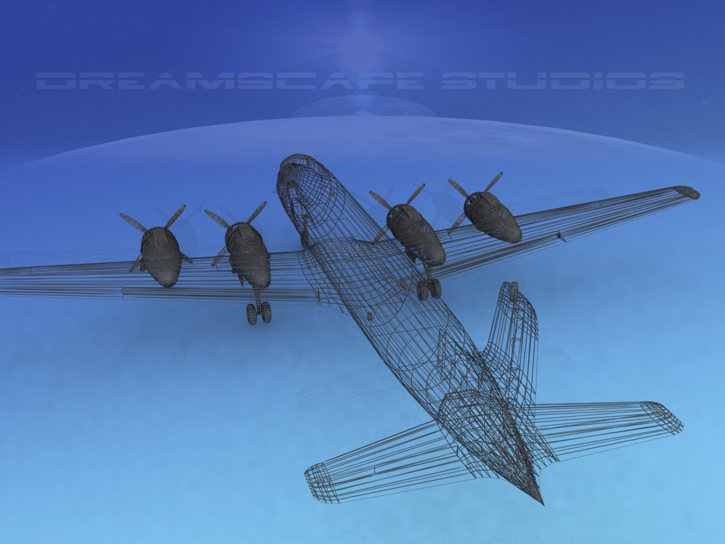 3d douglas dc-7c dc-7 flying model