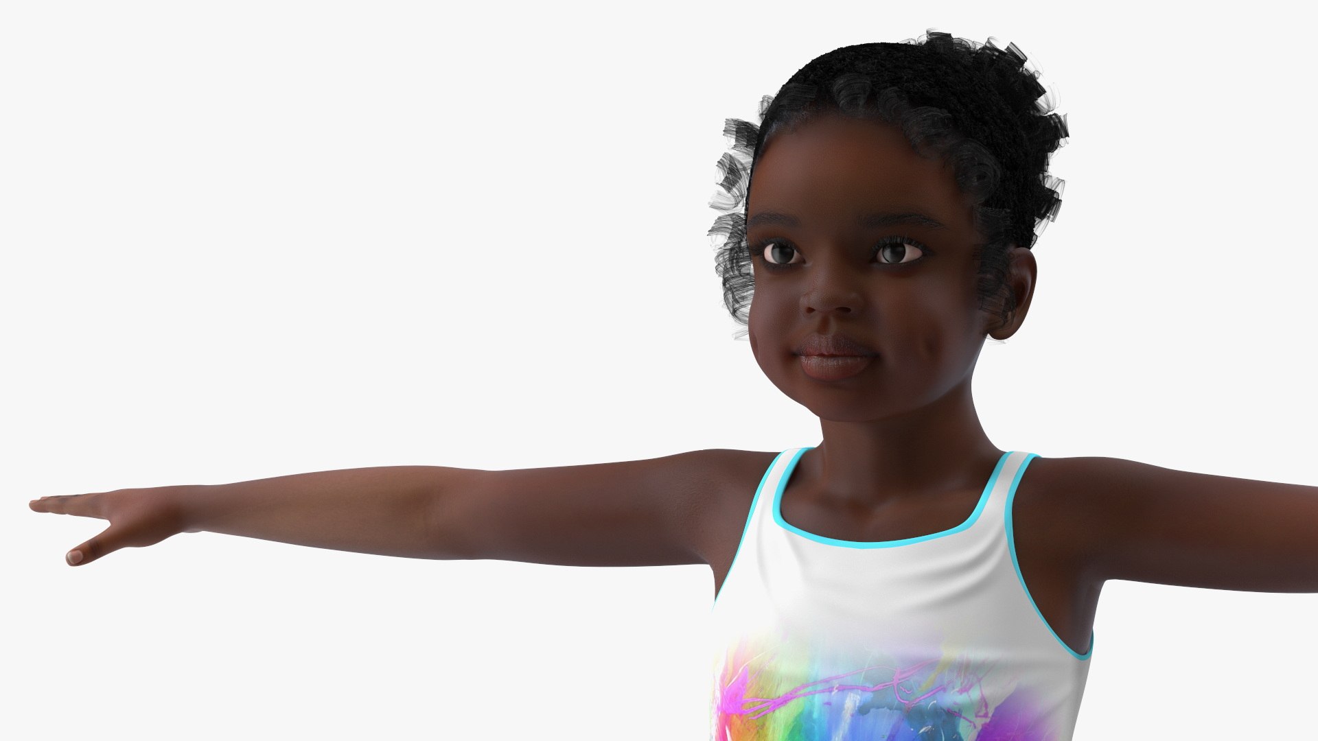 Fitness Style Black Child Girl With Hoop T-Pose Model - TurboSquid 2095044