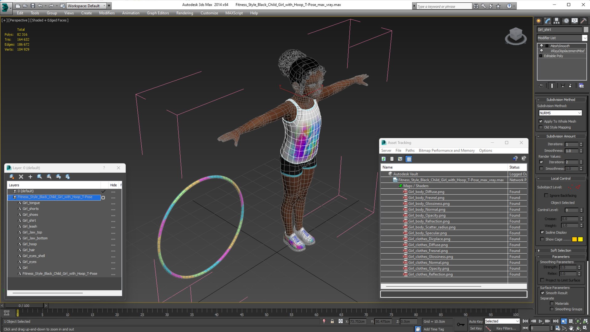 Fitness Style Black Child Girl with Hoop T-Pose model - TurboSquid 2095044