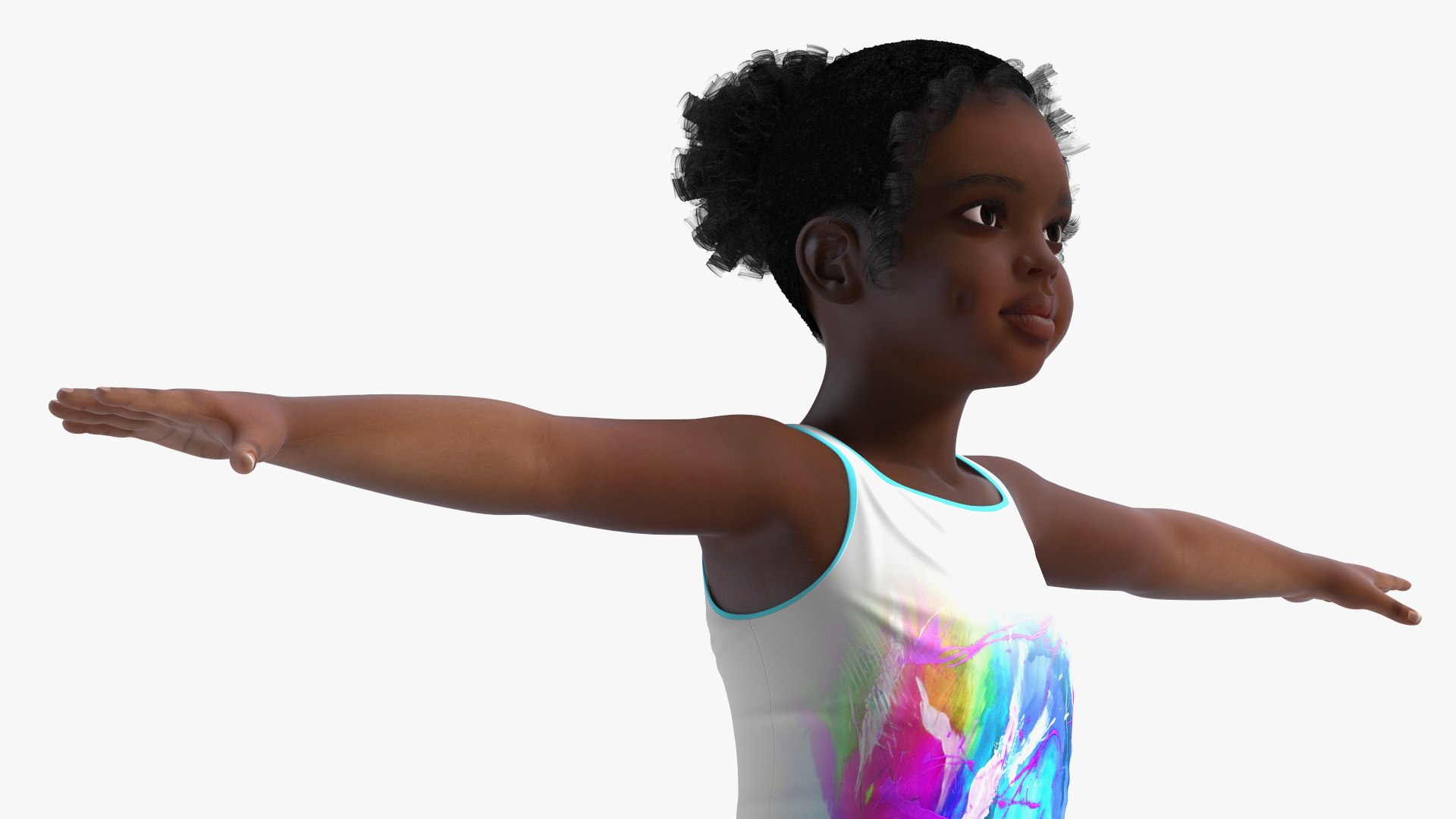 Fitness Style Black Child Girl With Hoop T-Pose Model - TurboSquid 2095044