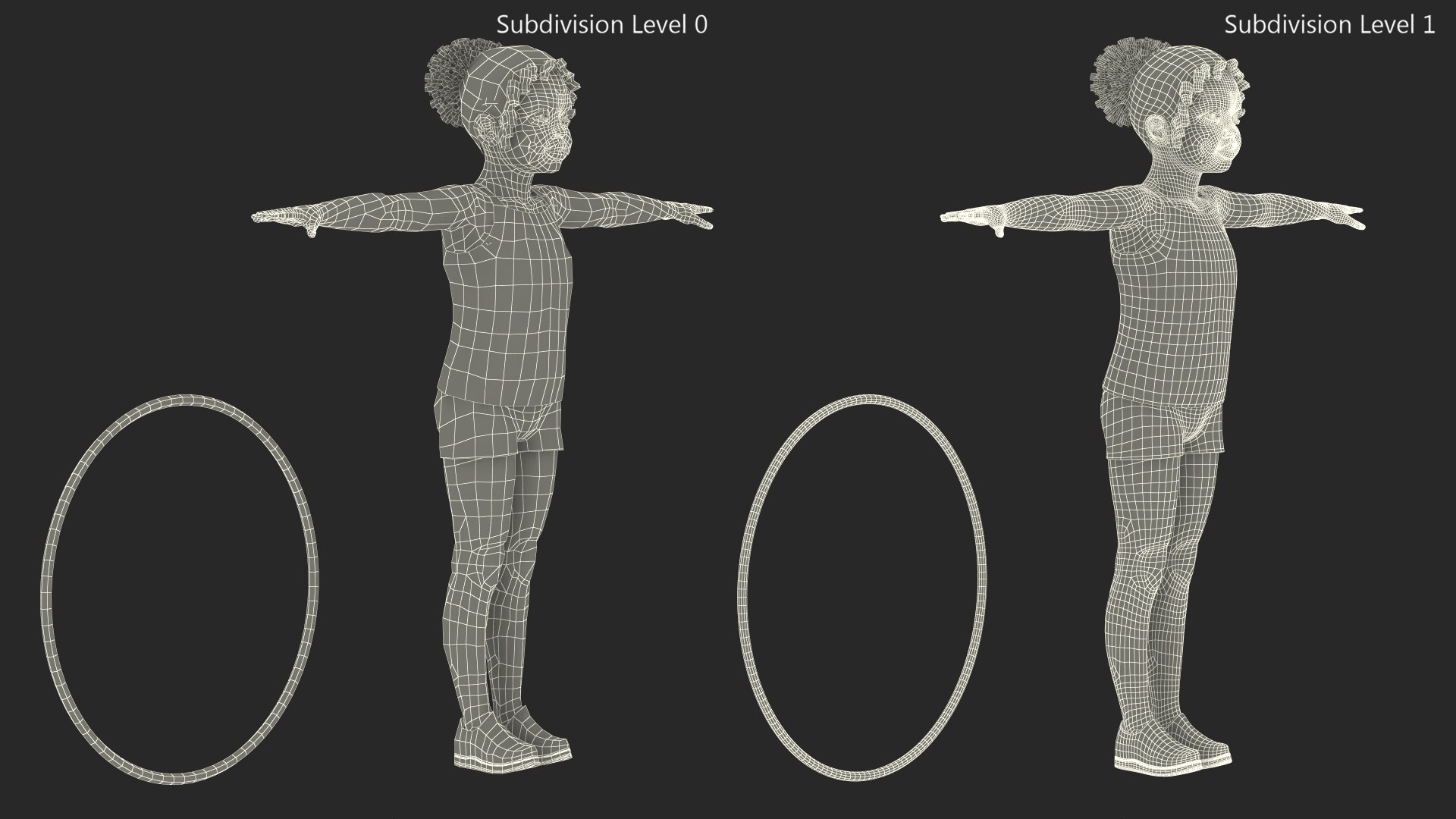 Fitness Style Black Child Girl With Hoop T-Pose Model - TurboSquid 2095044