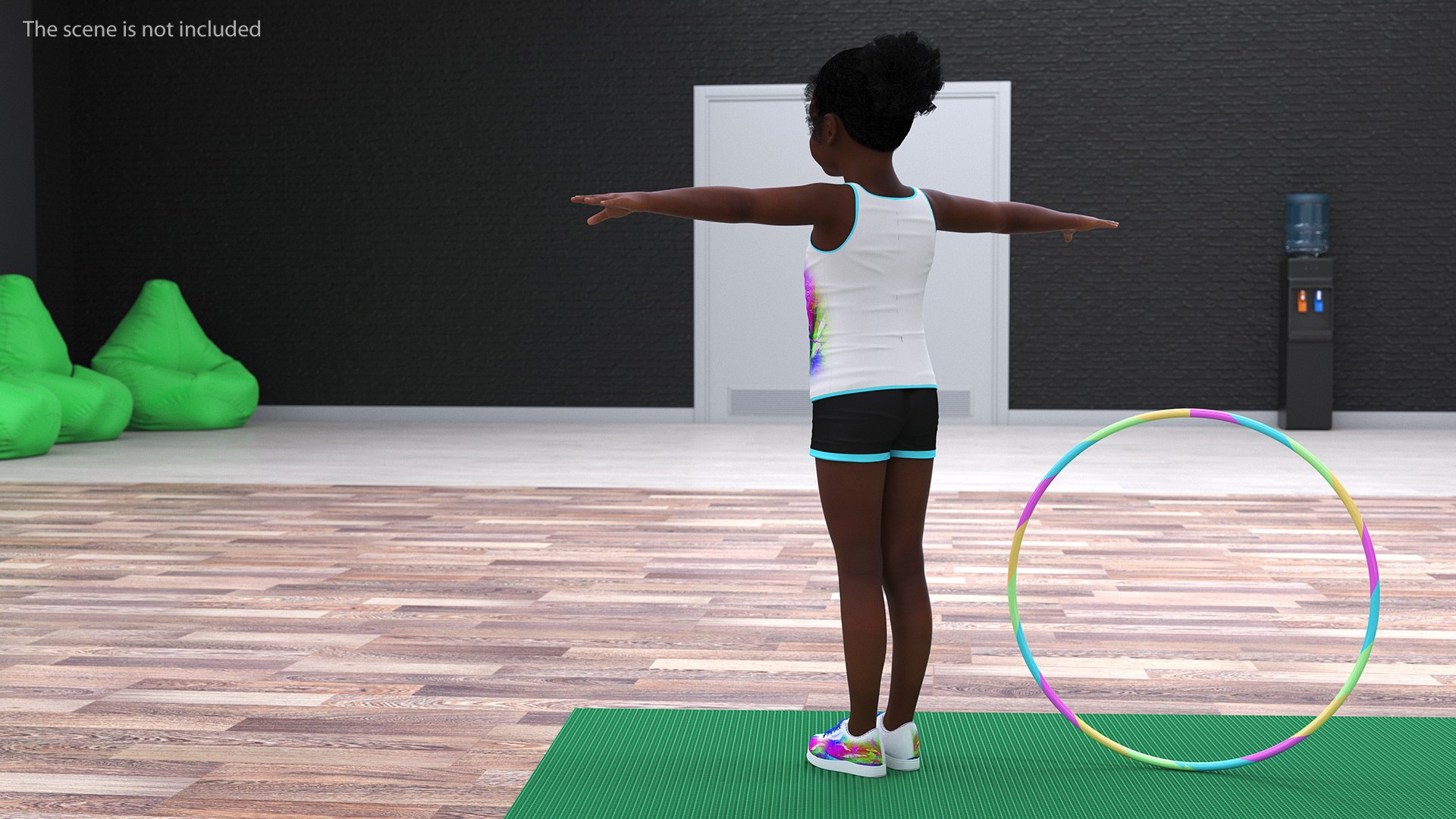 Fitness Style Black Child Girl With Hoop T-Pose Model - TurboSquid 2095044