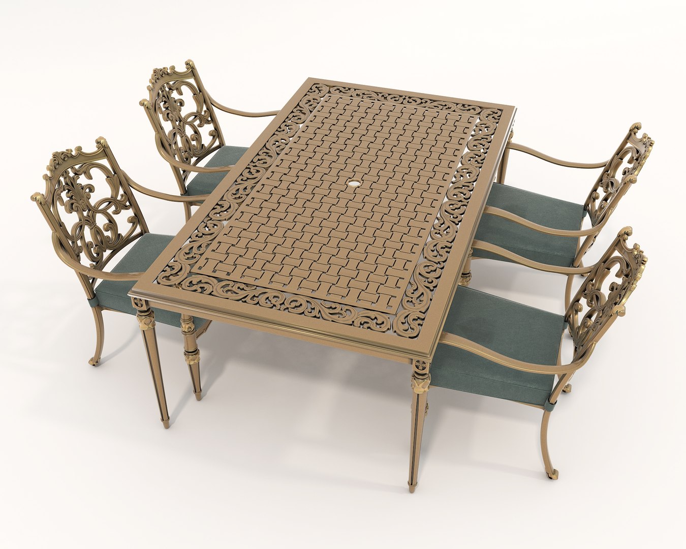 3D model Classic Outdoor Dining Table and Chairs Set - TurboSquid 2069322
