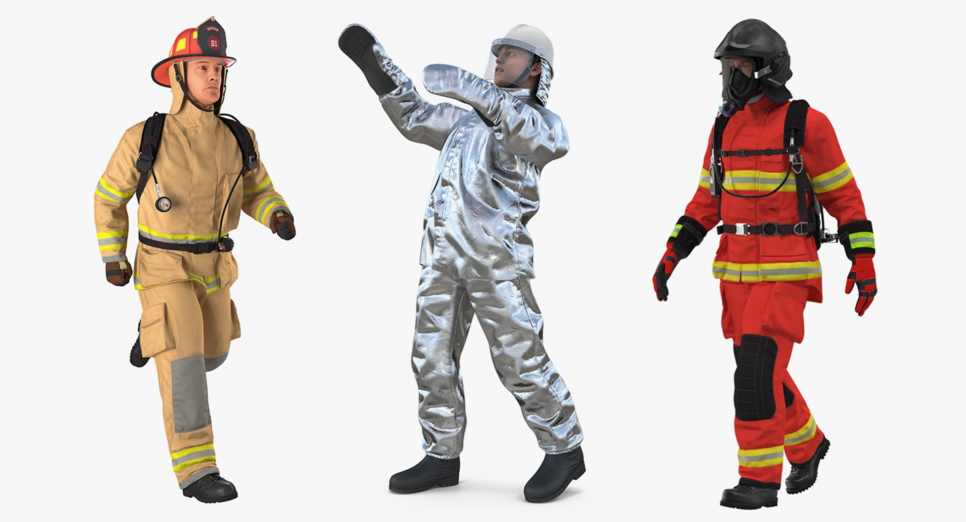 3D Rigged Firefighters Collection 2 for Maya model - TurboSquid 1725127
