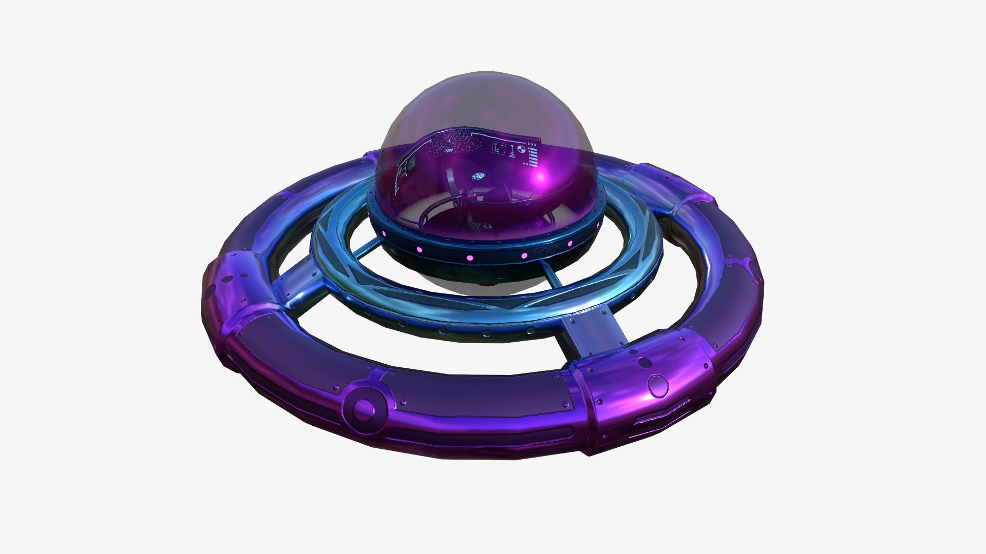 3D Model Alien Spaceship UFO F04 Purple Blue - Sci Fi Spacecraft Design ...
