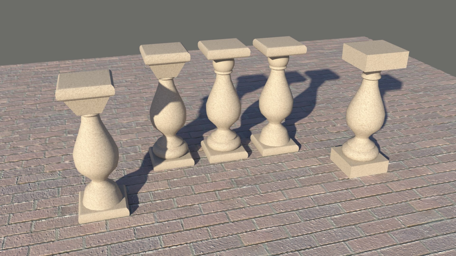 3d set balusters model