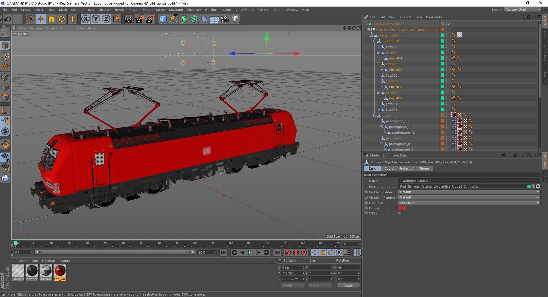 3D model Red Siemens Vectron Locomotive Rigged for Cinema 4D - TurboSquid 2123889