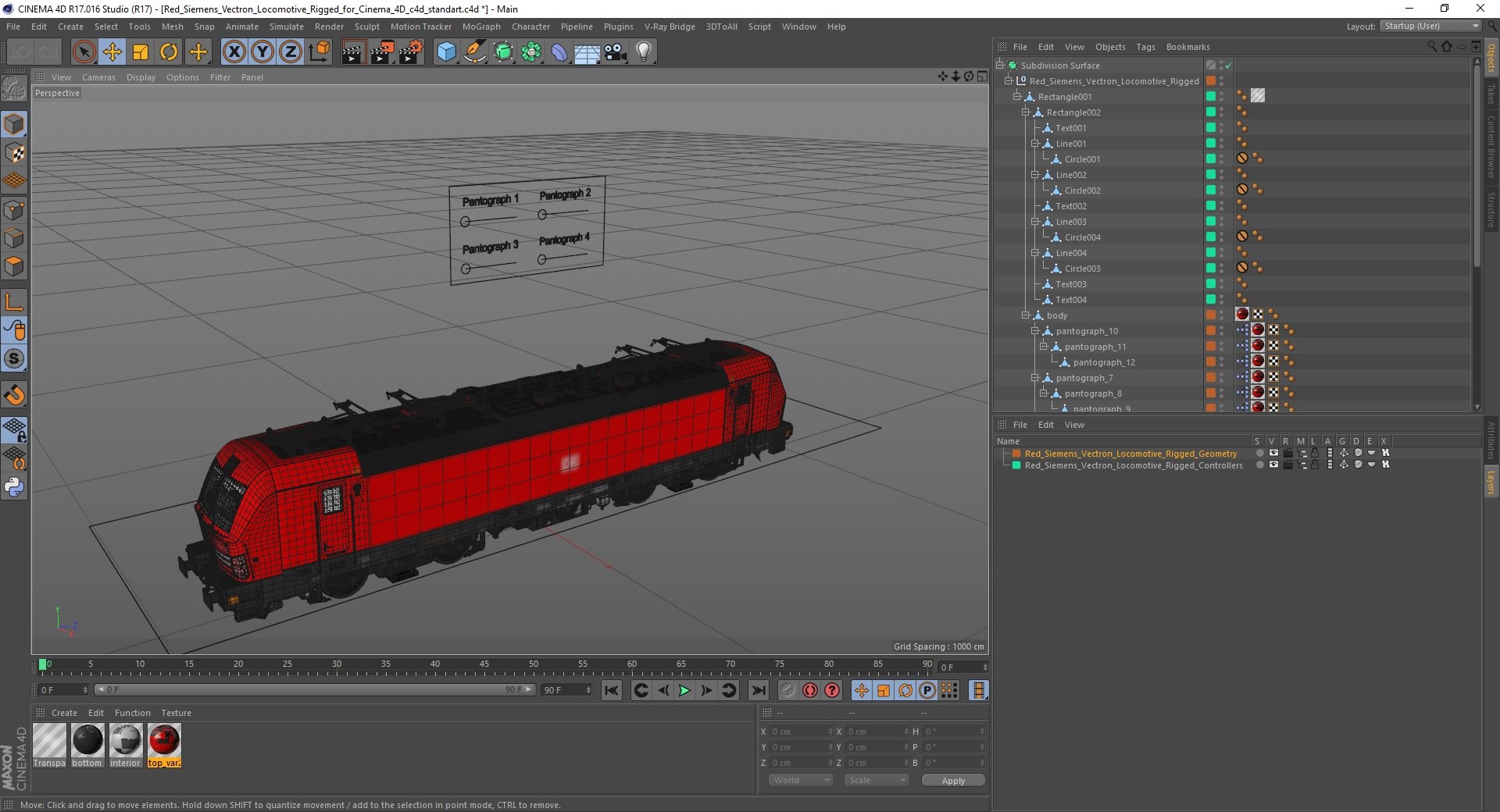 3D model Red Siemens Vectron Locomotive Rigged for Cinema 4D - TurboSquid 2123889