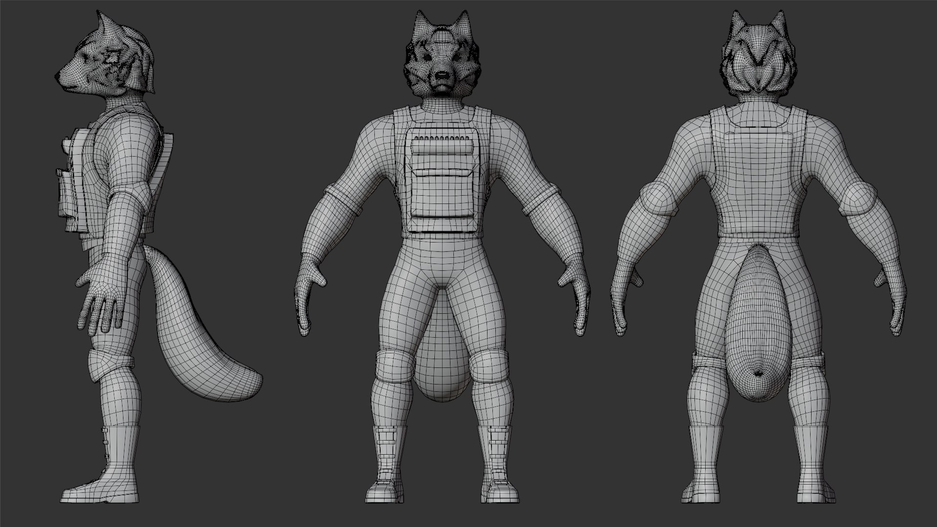 3D Character Military Wolf With Weapon SMG Model - TurboSquid 1898192