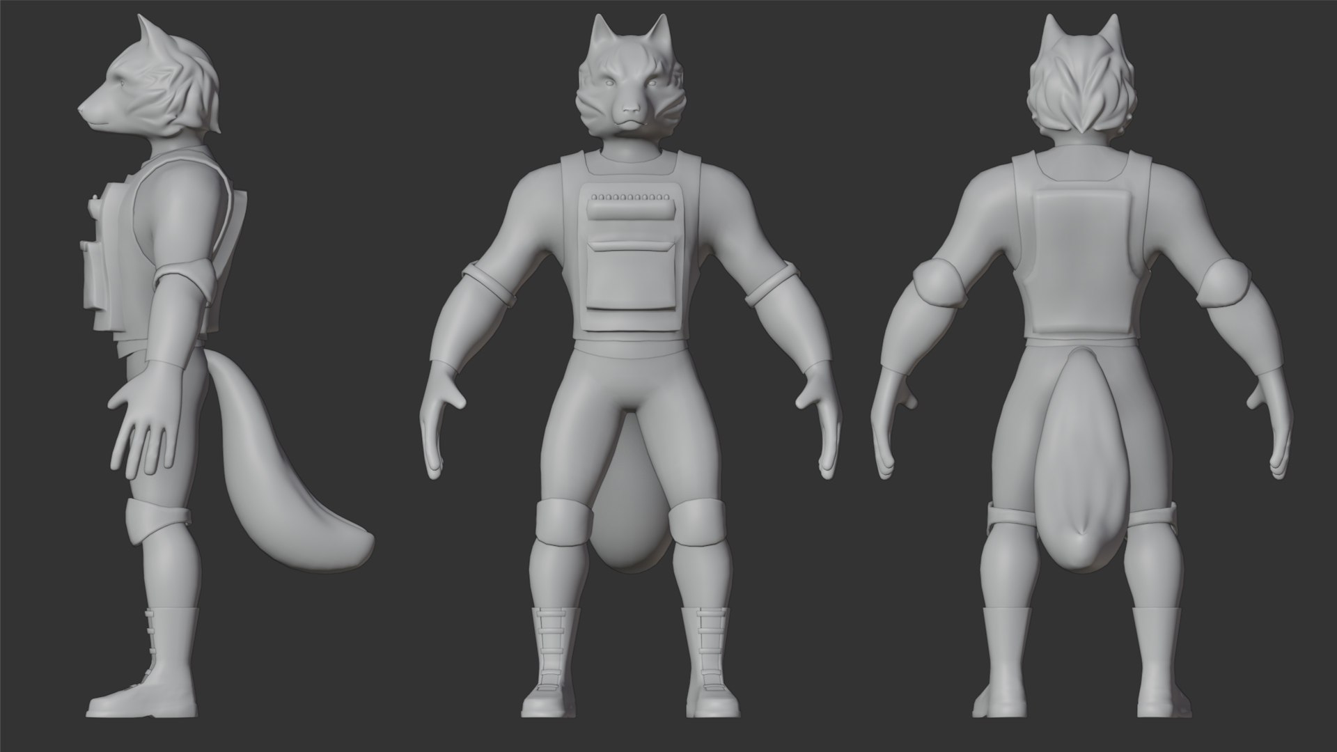 3D Character Military Wolf With Weapon SMG Model - TurboSquid 1898192