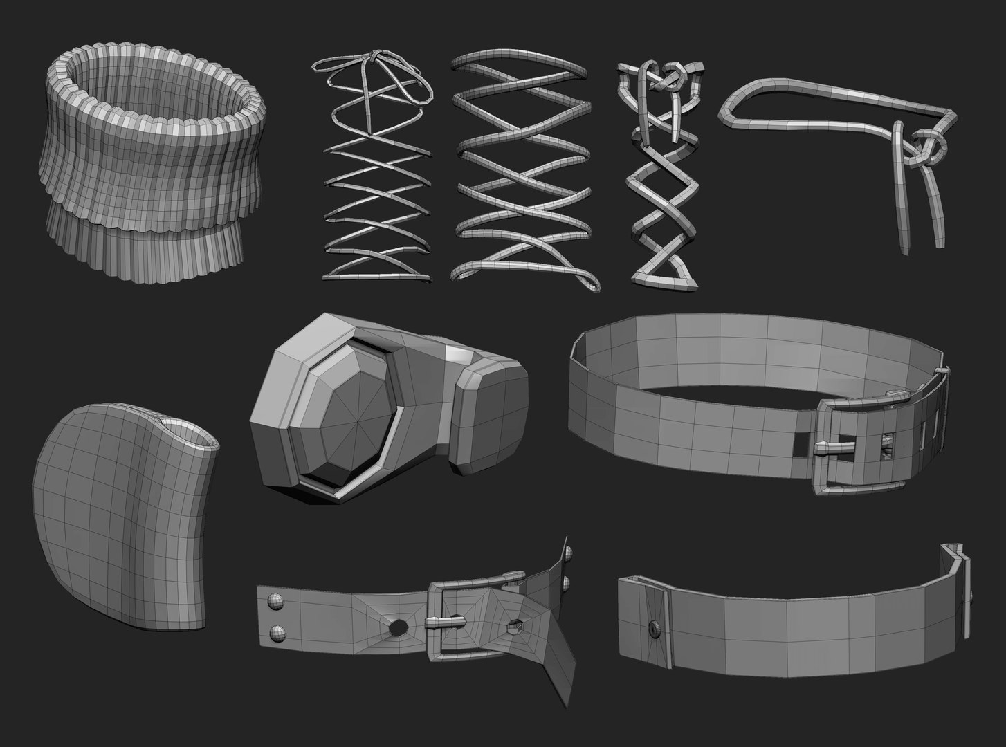 65 Low Poly Shoe Footwear Base Mesh And Parts IMM Set Model ...