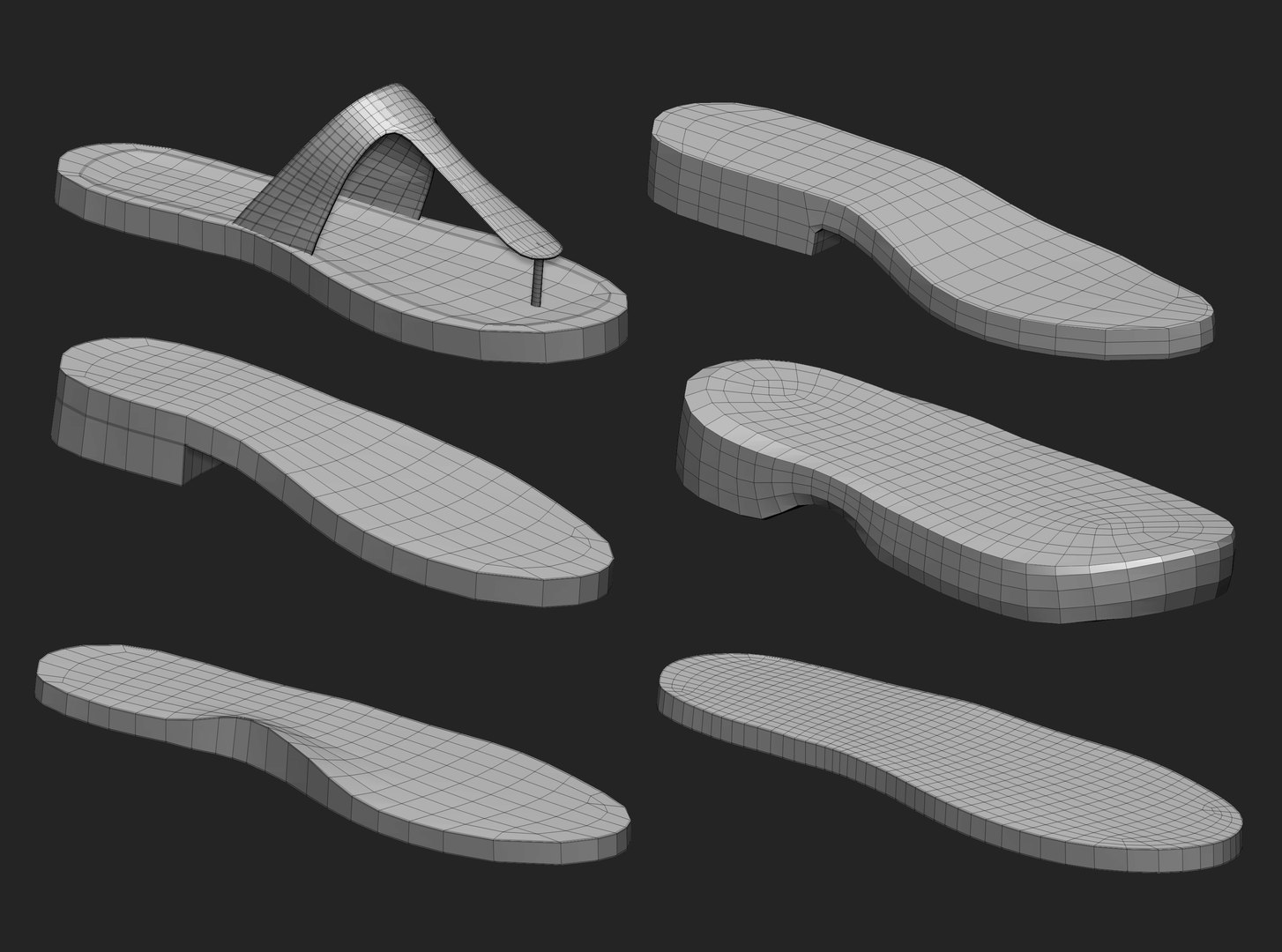 65 Low Poly Shoe Footwear Base Mesh And Parts IMM Set Model ...
