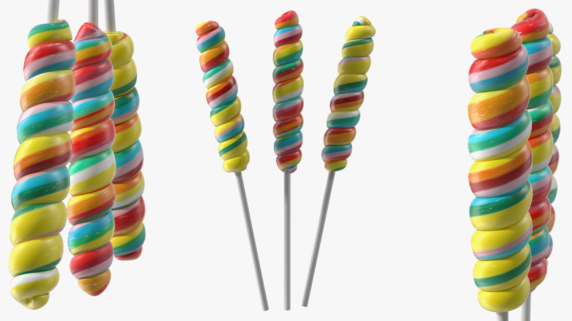 Three Rainbow Twisty Twirl Hard Lollipop Candy Sweets 3D - TurboSquid ...