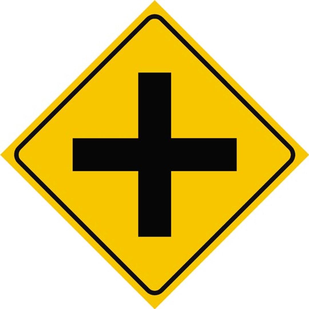 Four-way Intersection Sign 3D Model - TurboSquid 1303377