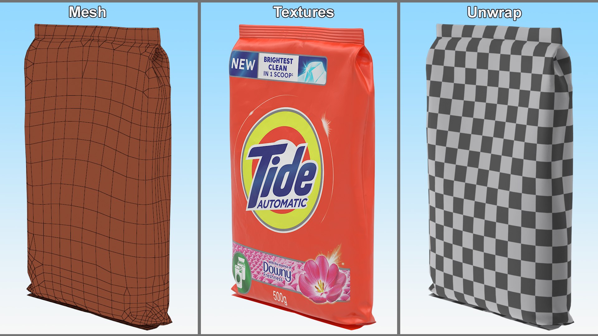 Tide Automatic Detergent 500g Packaging 3D Model - TurboSquid 2409943
