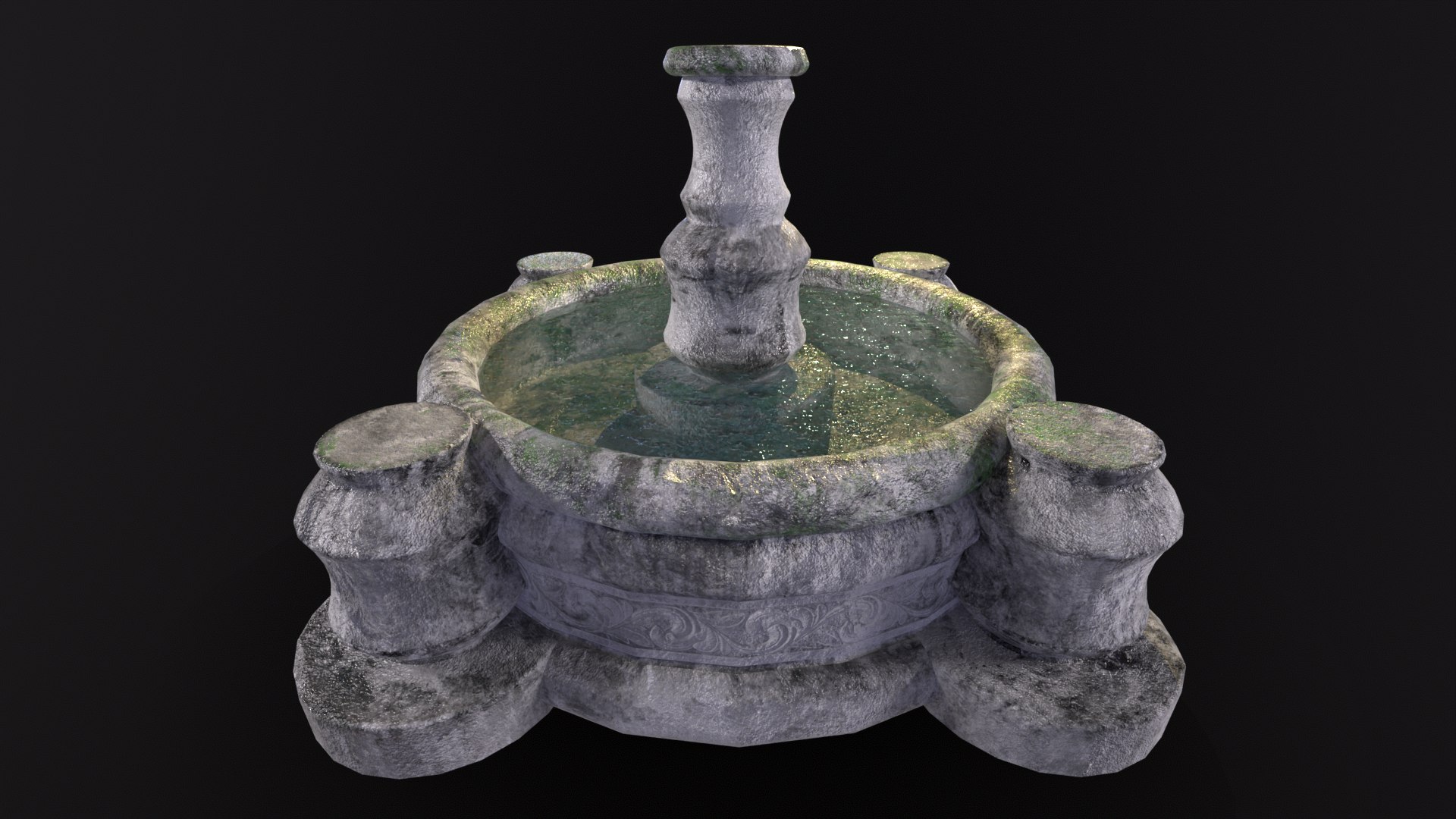 3D Round Stone Fountain - TurboSquid 2198331