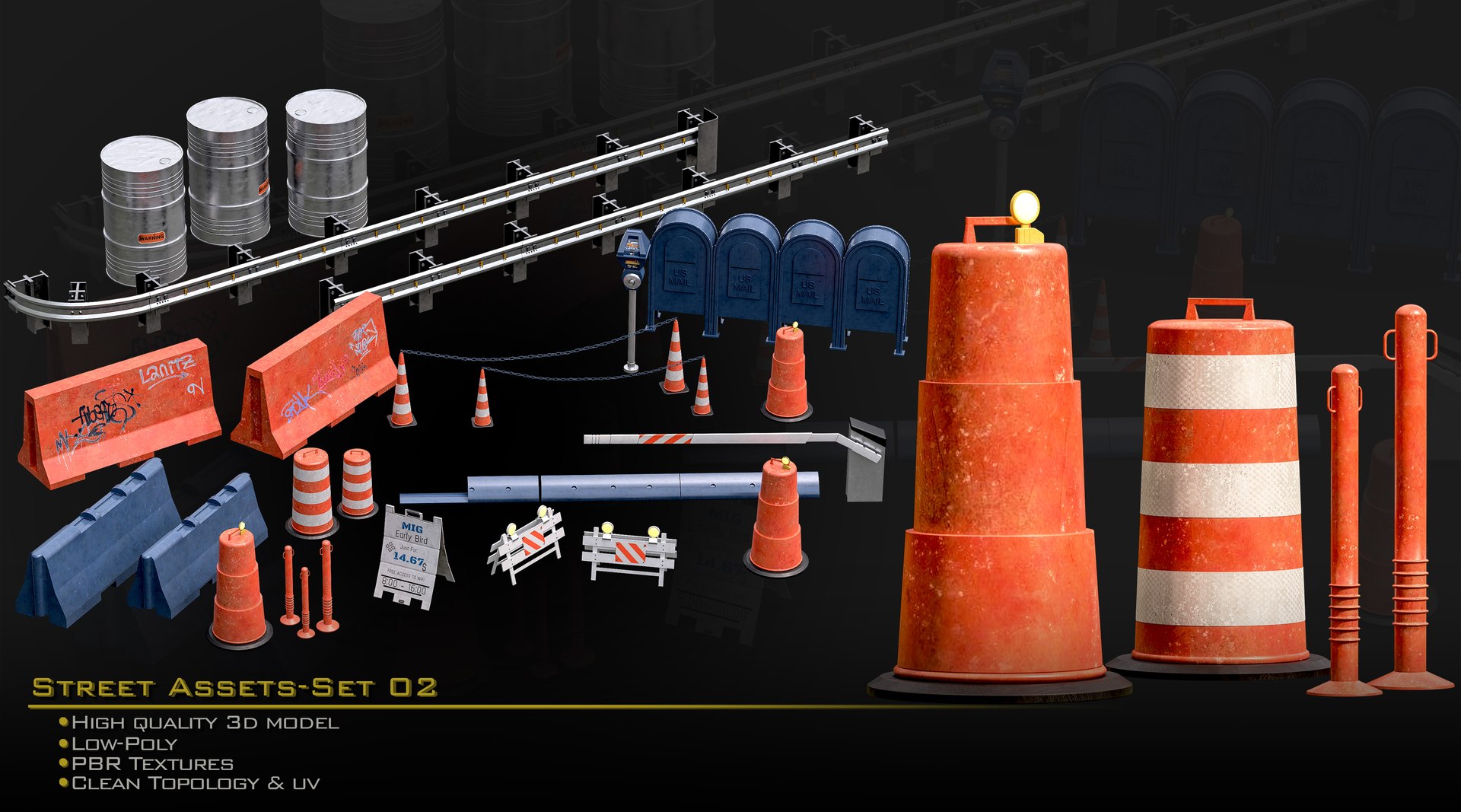3D Street Asset Set 02 - TurboSquid 2309248